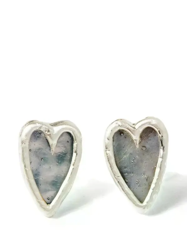 POISON DROP LAB Heart Stud Earrings - Silver