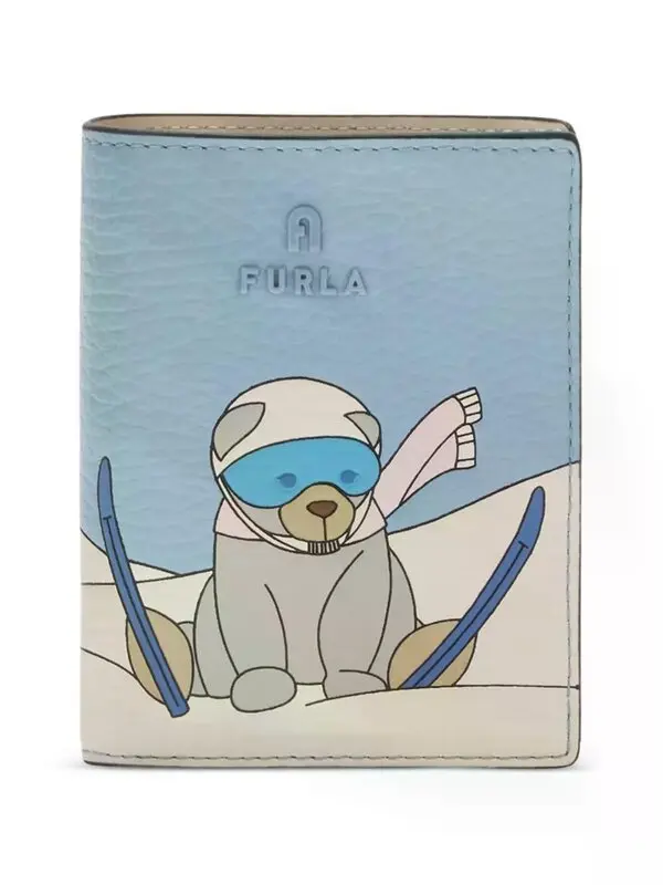 Furla Small Camelia Skiing-bear Leather Wallet - Blue