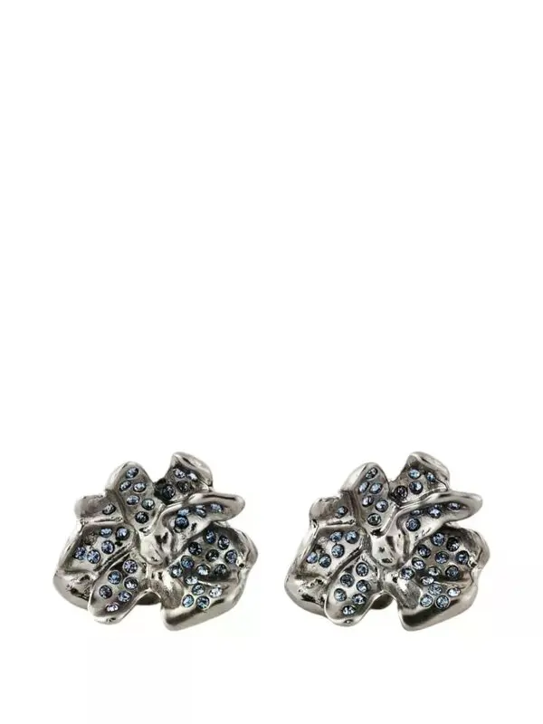Marni Flower Crystal Stud Earrings - Silver