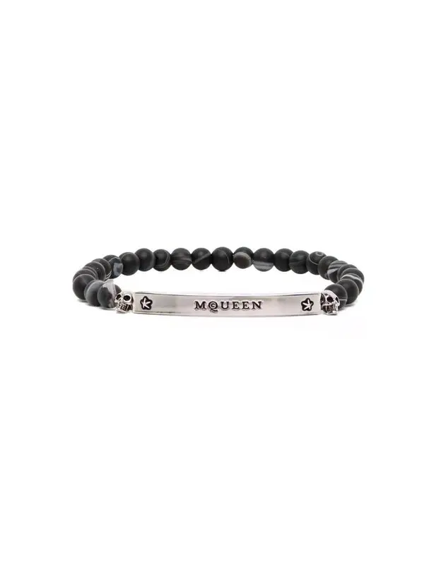 Alexander McQueen Logo Bead Bracelet - Black