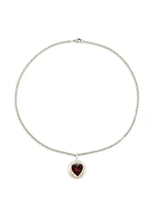 POISON DROP LAB Heart Pendant Chain-link Necklace - Silver