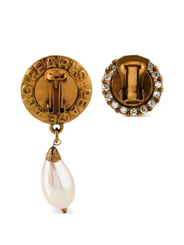 Moschino Asymmetric Pearl Drop Earrings - Gold