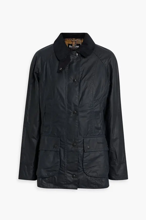 Barbour Corduroy-trimmed Waxed Cotton-canvas Jacket