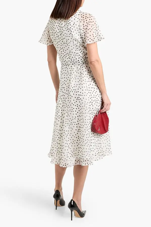 MIKAEL AGHAL Polka Dot Georgette Midi Dress