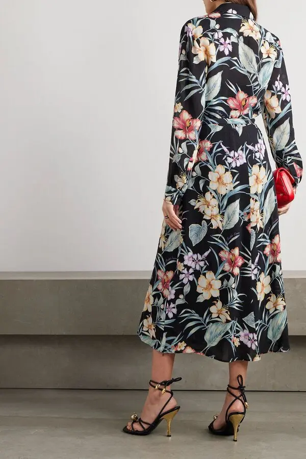 aniyah midi dress Ralph Lauren Aniyah Floral-Print Wrap Midi Dress In Black - 70% Off