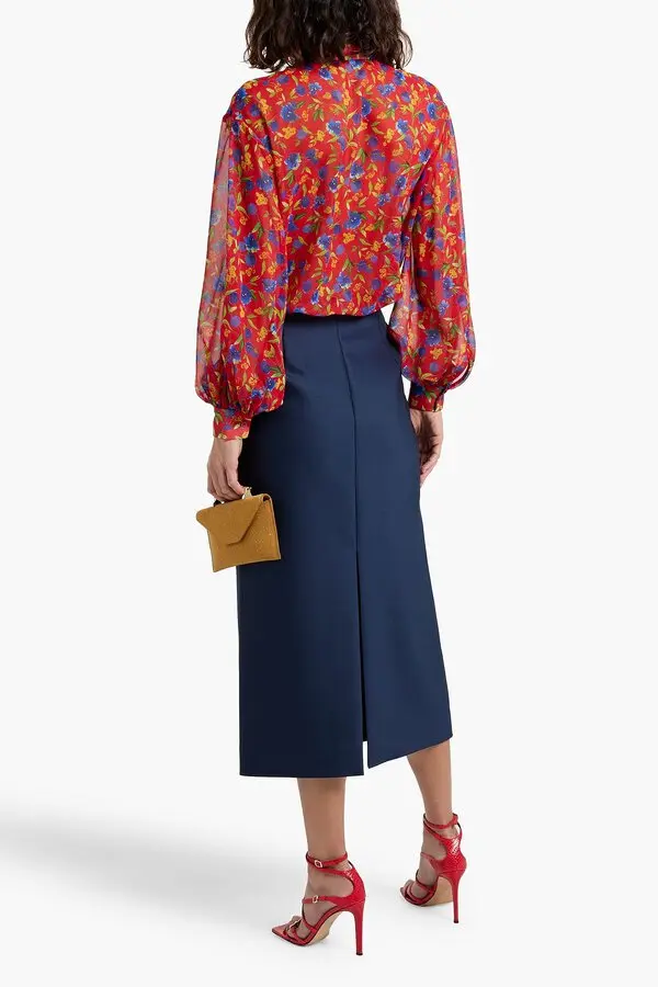 Carolina Herrera Floral-print Chiffon Shirt