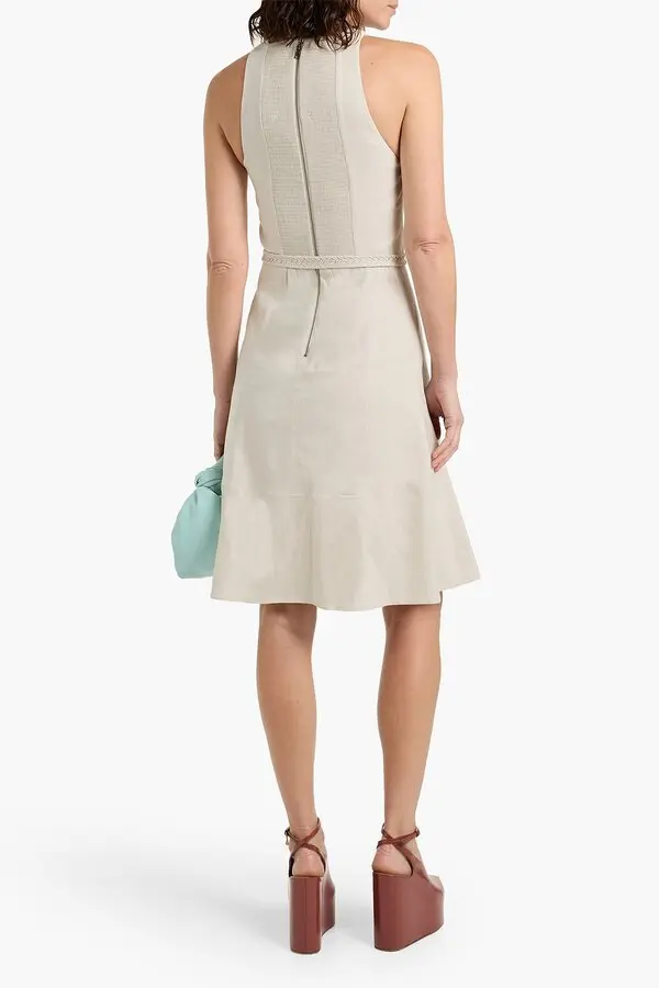 Alice + Olivia Linen-blend Dress With Detachable Waist Tie - Sand