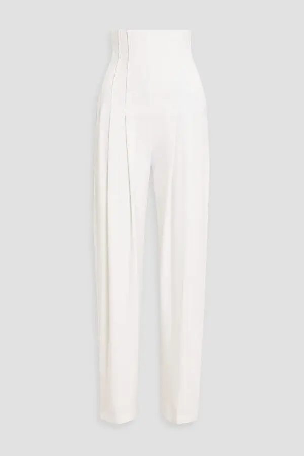 Norma Kamali Pleated Stretch-jersey Tapered Pants - White