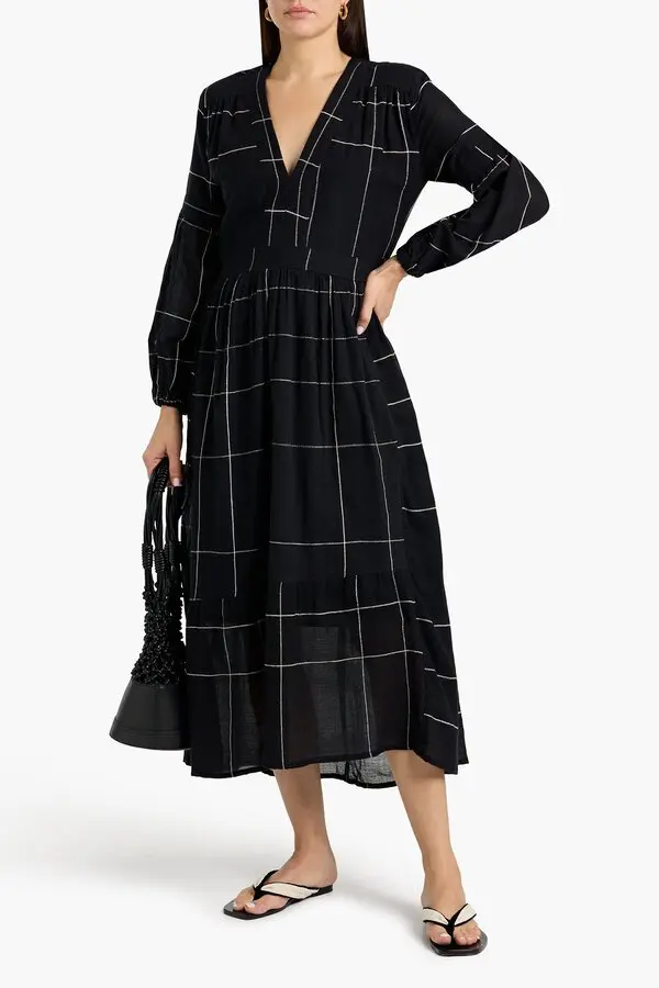 LEMLEM Elsabet Checked Cotton-blend Dress