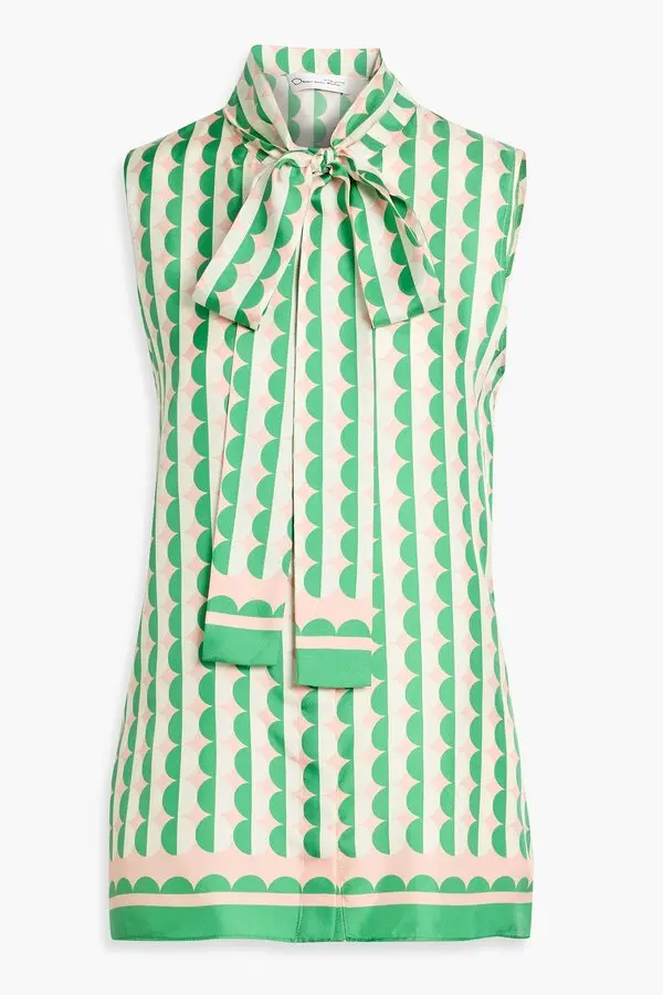 Oscar De La Renta Printed Silk-twill Top