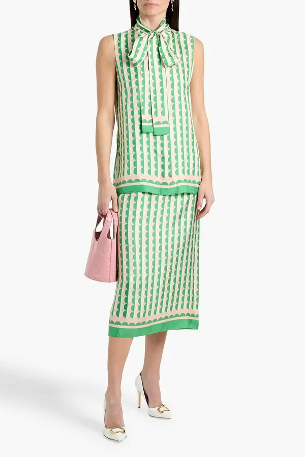 Oscar De La Renta Printed Silk-twill Top