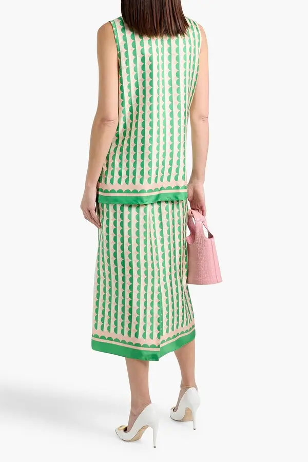 Oscar De La Renta Printed Silk-twill Top