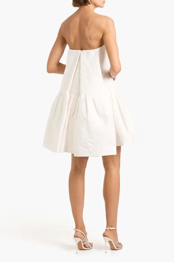 oscar de la renta white mini dress Embroidered cotton-blend tweed minidress in white - Oscar De La Renta