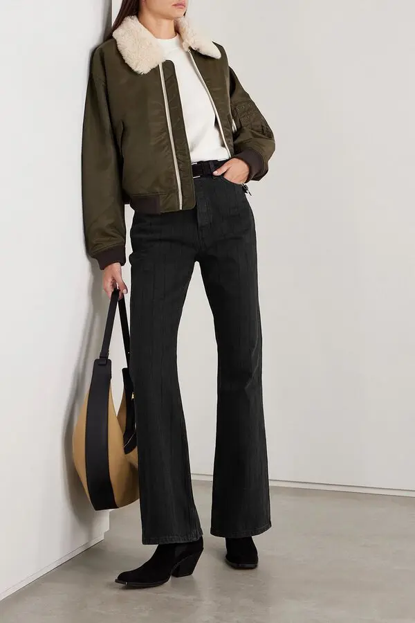 RE/DONE The Riding Striped Flared Jeans - Black