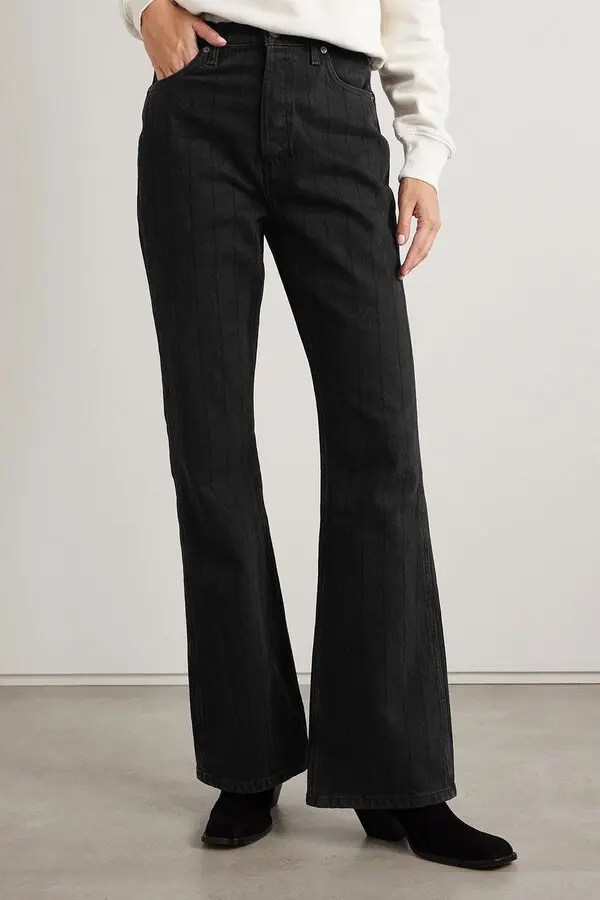 RE/DONE The Riding Striped Flared Jeans - Black