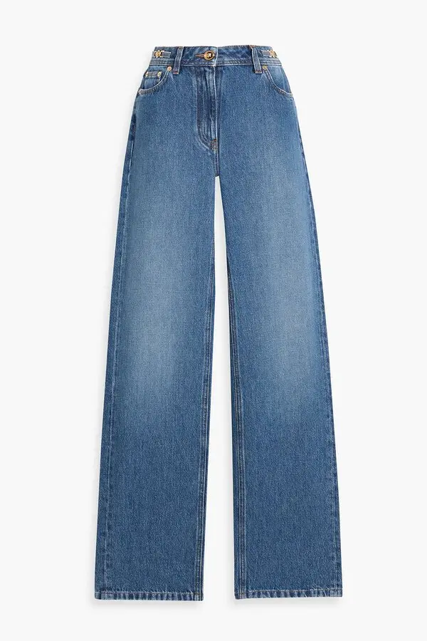 Versace Embellished High-rise Straight-leg Jeans