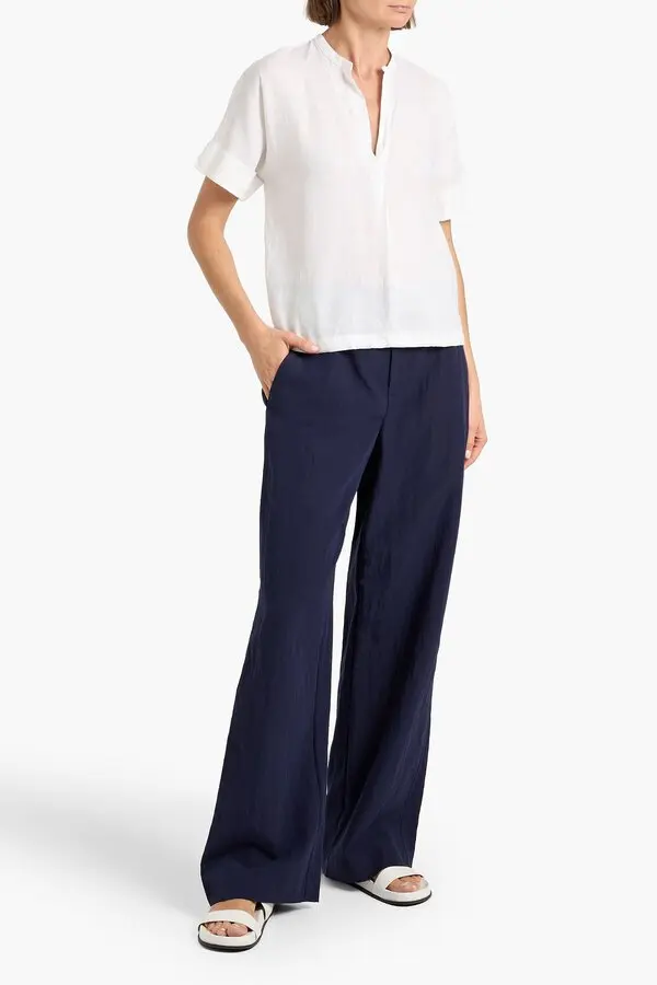 Vince Linen Top With Folded Cuffs