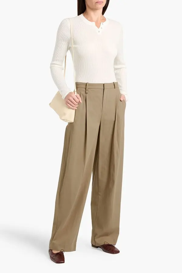 Vince Cotton-blend Wide-leg Pants