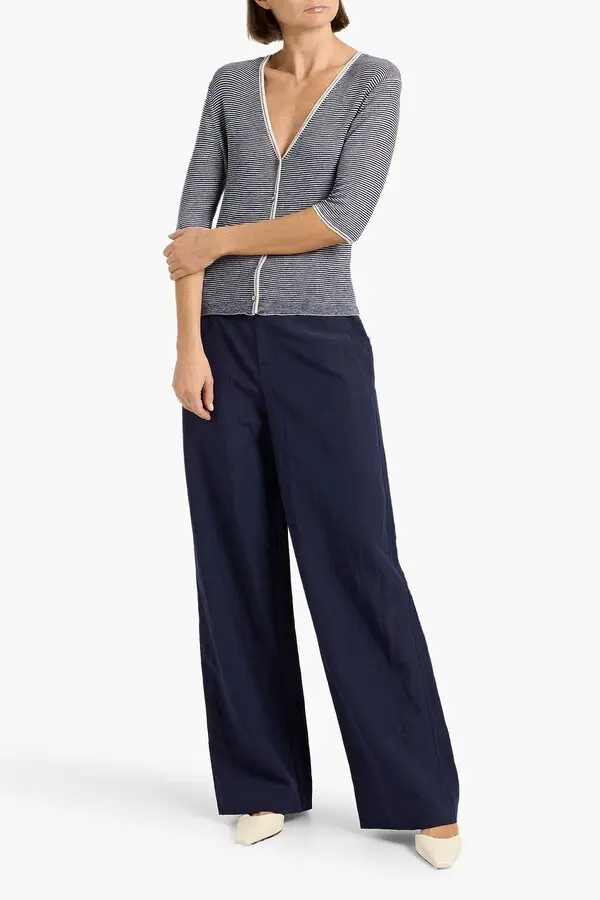Vince Striped Cashmere And Silk-blend Cardigan