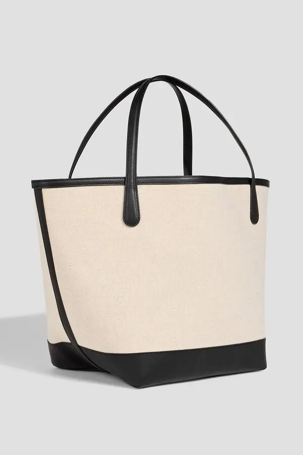 MANSUR GAVRIEL Leather-trimmed Canvas Tote - Ecru