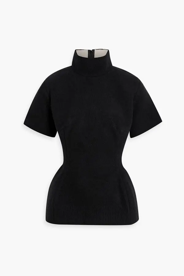 Marni Perforated Brushed Wool Peplum Top