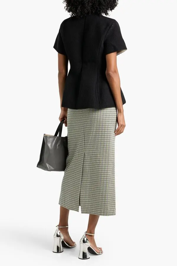 Marni Perforated Brushed Wool Peplum Top