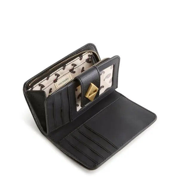 VERA BRADLEY Small Turnlock Wallet In Moonless Night - Black