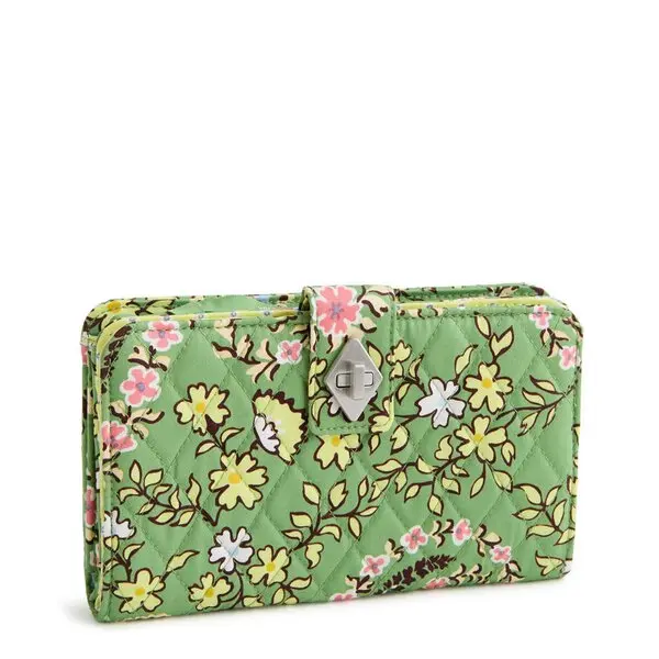 VERA BRADLEY Turnlock Wallet In Hollyhock Paisley - Green
