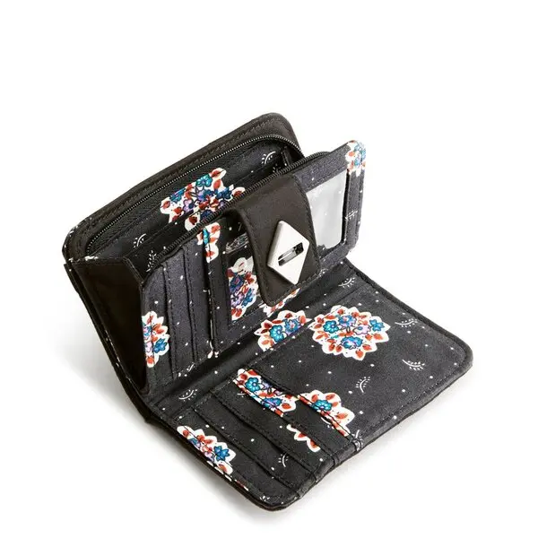 VERA BRADLEY Small Turnlock Wallet In Moonless Night - Black