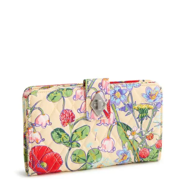 VERA BRADLEY Turnlock Wallet In All The Pretty Wildflowers - Yellow
