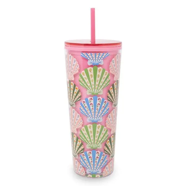 VERA BRADLEY Tumbler With Straw In Cottage Shells - Pink