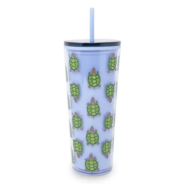 VERA BRADLEY Tumbler With Straw In Slow Dance - Blue
