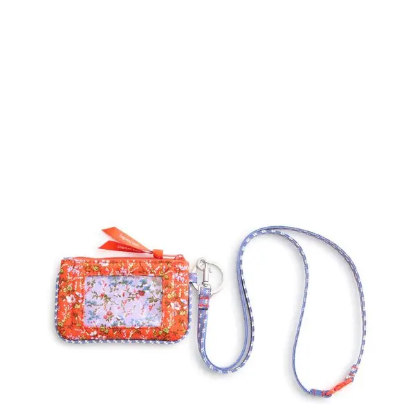 VERA BRADLEY Zip Id Pouch W/breakaway Lanyard In Wildflower Sprigs - Orange