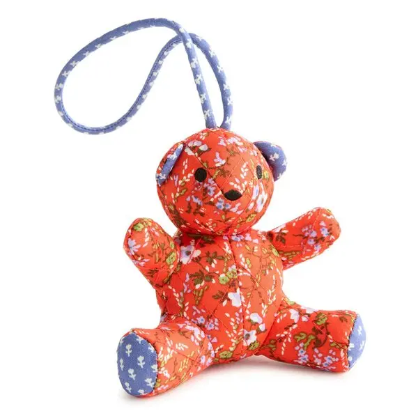 VERA BRADLEY Bitty Bear Bag Charm Keychain In Wildflower Sprigs - Orange