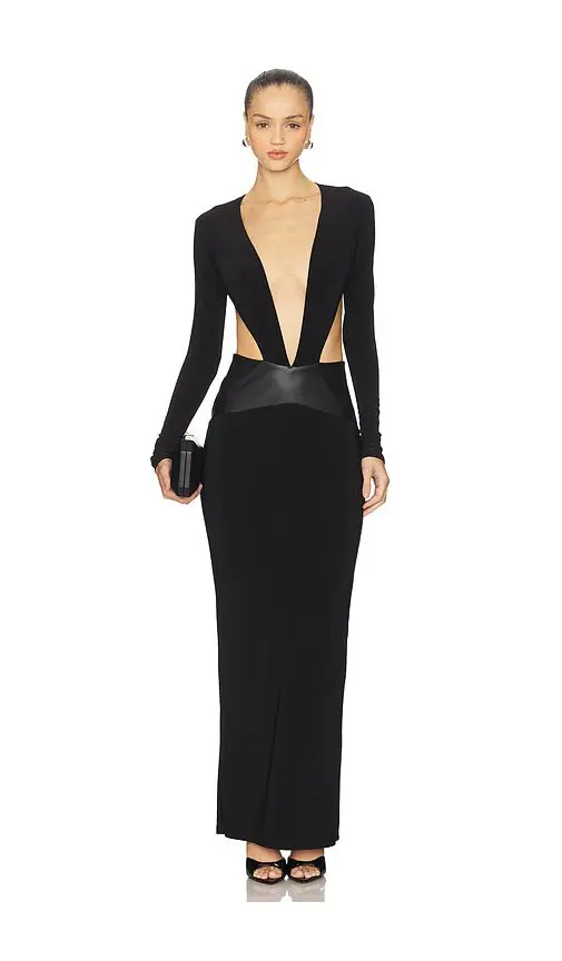 I.AM.GIA Carmina Maxi Dress With Faux Leather Detail