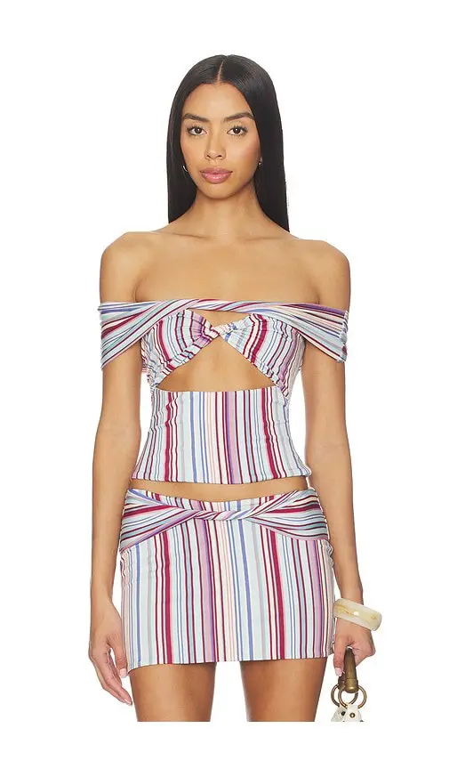 TIGER MIST Off-the-shoulder Cropped Top With Cut-out Detail