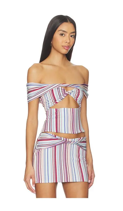 TIGER MIST Off-the-shoulder Cropped Top With Cut-out Detail