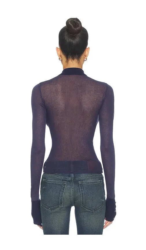 I.AM.GIA Davina Sheer Button-up Top - Navy