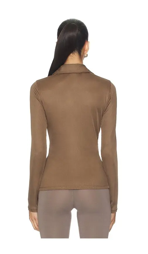 Citizens Of Humanity Shaea Ribbed Knit Polo Shirt - Cocoa