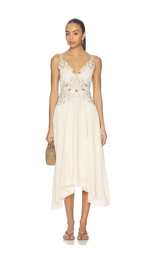 Free People Embroidered Maxi Dress - Light Tan