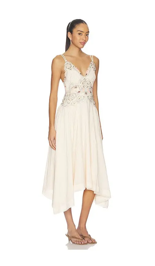 Free People Embroidered Maxi Dress - Light Tan