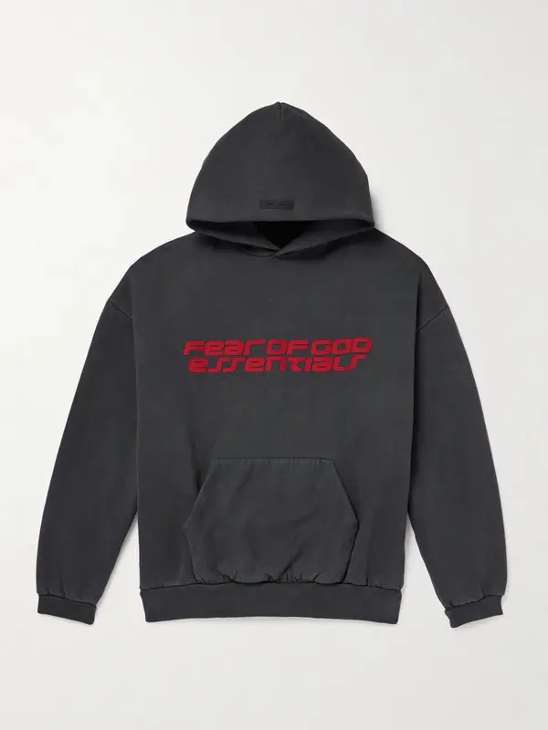 Fear Of God 90s Logo-print Cotton-jersey Hoodie - Gray