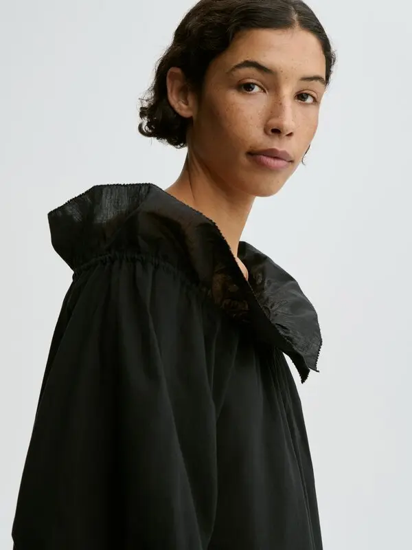 BY MALENE BIRGER Dicte Voile Organic Cotton Blouse - Black