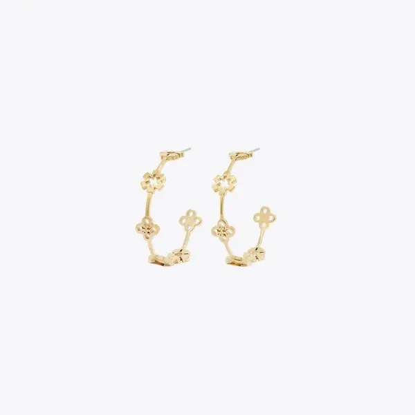 Tory Burch Forget Me Not Hoop Earrings - Tory Gold