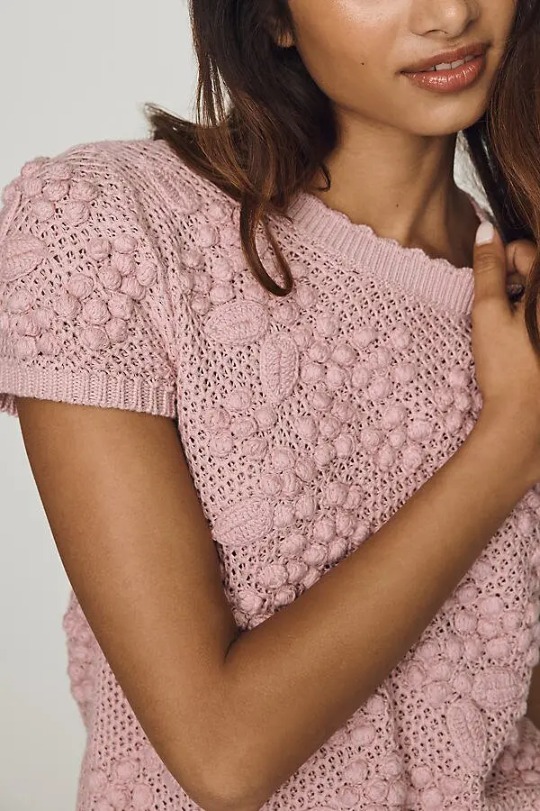 Anthropologie 100% Cotton Bobble Sweater