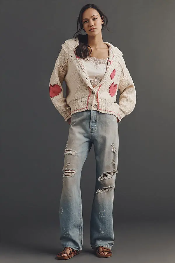 PILCRO Collared Long-sleeve Cardigan Sweater