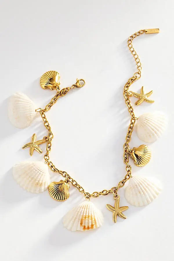 CASA CLARA Eva Shell Anklet - Shell/gold