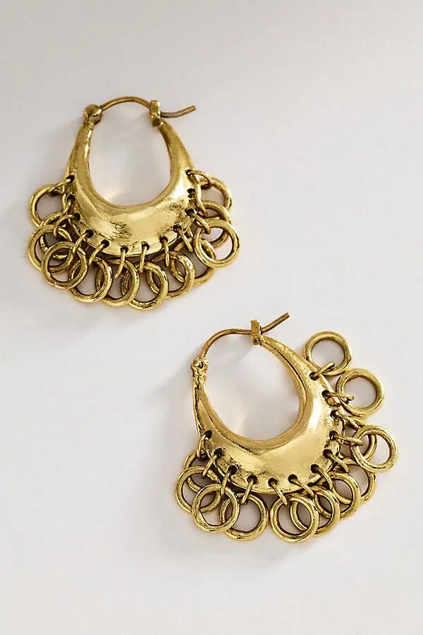 ALEMAIS Le Jardin Mini Ring Chain Hoop Earrings - Gold