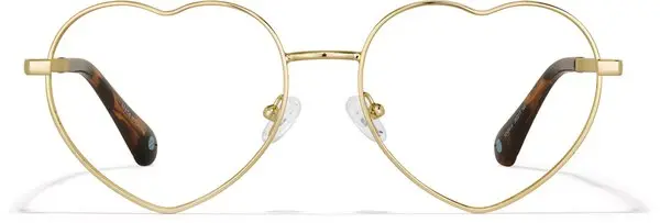 Zenni Heart Eyeglasses Stainless Steel Full Rim Frame - Gold