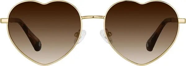 Zenni Heart Eyeglasses Stainless Steel Full Rim Frame - Gold
